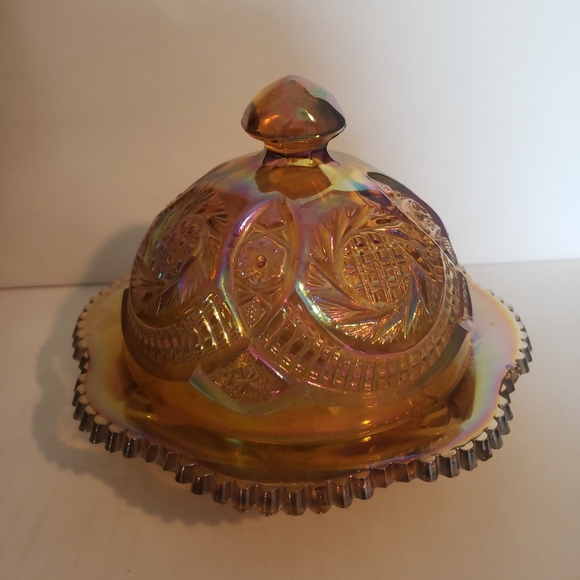 Le Smith | Dining | Le Smith Sunburst Pinwheel Hobstar Amber Carnival ...